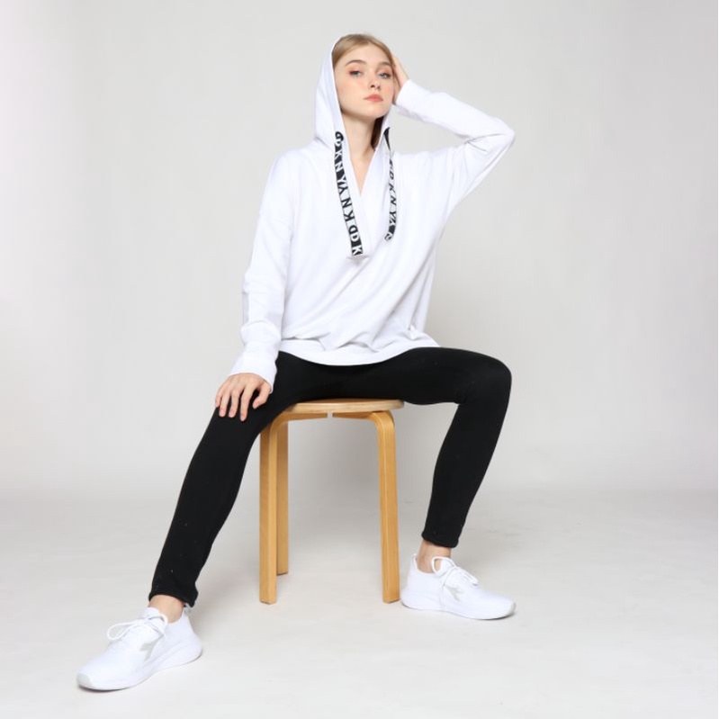 Jual DK Putih Polos - Sweater Hoodie Wanita - V Neck Outer PD8/HBCDE ...