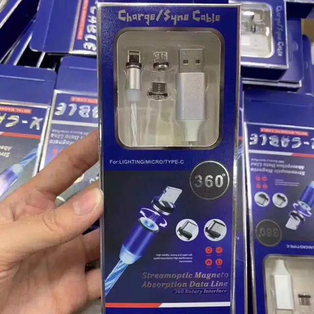 Jual Kabel Data Led Magnetic 3in1 Micrp Type C Lightning 1M X-Cable ...
