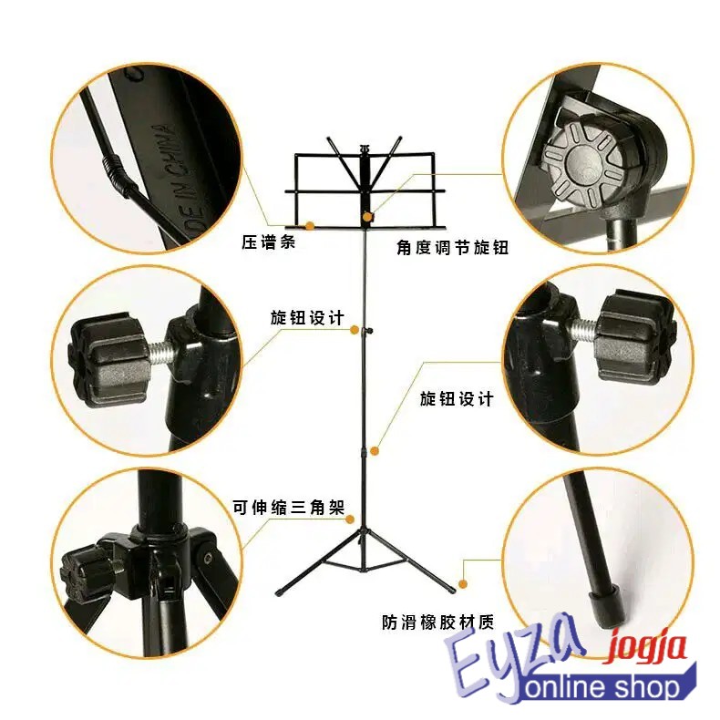 Jual Stand Tripod Penyangga Partitur Sheet Musik Lirik Lagu | Shopee ...