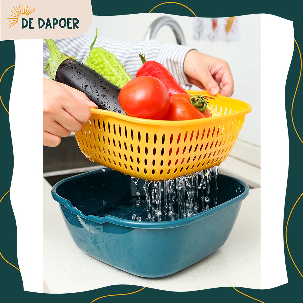 Jual Baskom Tempat Cuci Saringan Pengering Peniris Buah Sayur 2in1 ...
