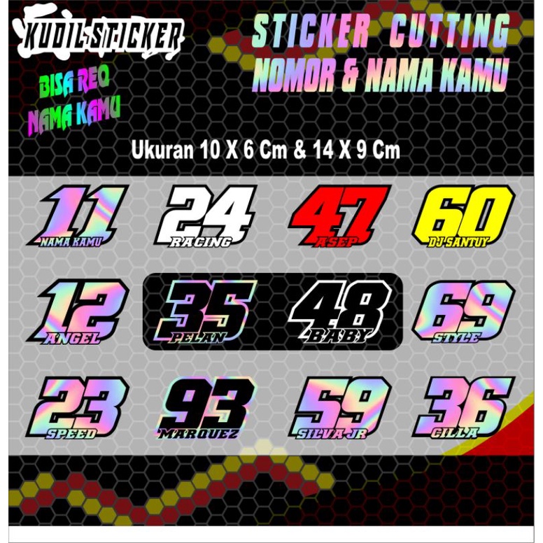 Jual STICKER CUTTING NOMOR DAN NAMA KAMU | Shopee Indonesia