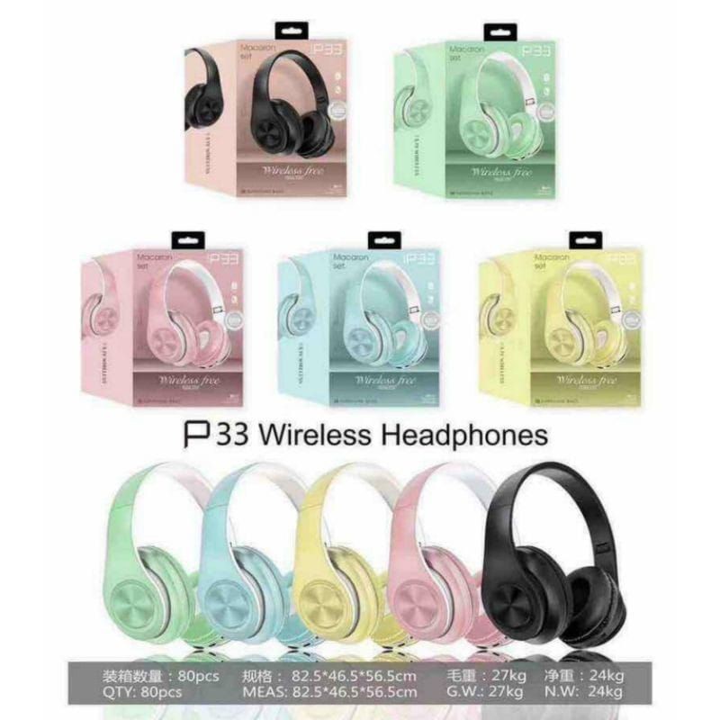 Jual Macaroon P33 Bluetooth Headset Headphone Bando | Shopee Indonesia
