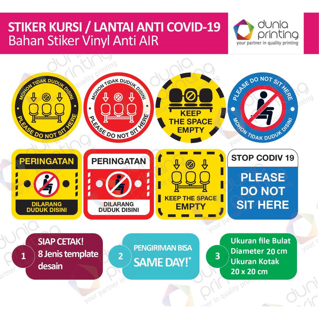 Jual Stiker Kursi / Stiker Bangku/ Tempat Duduk - Stiker Jaga Jarak ...