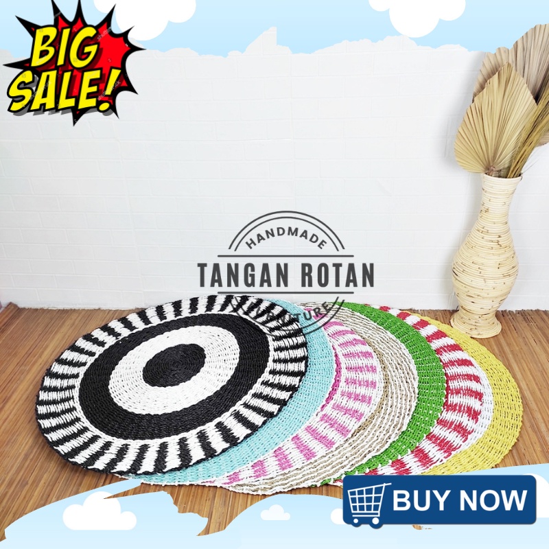 Jual Karpet Model Bulat Anyaman Rotan Warna Warni Nyaman & Unik ...