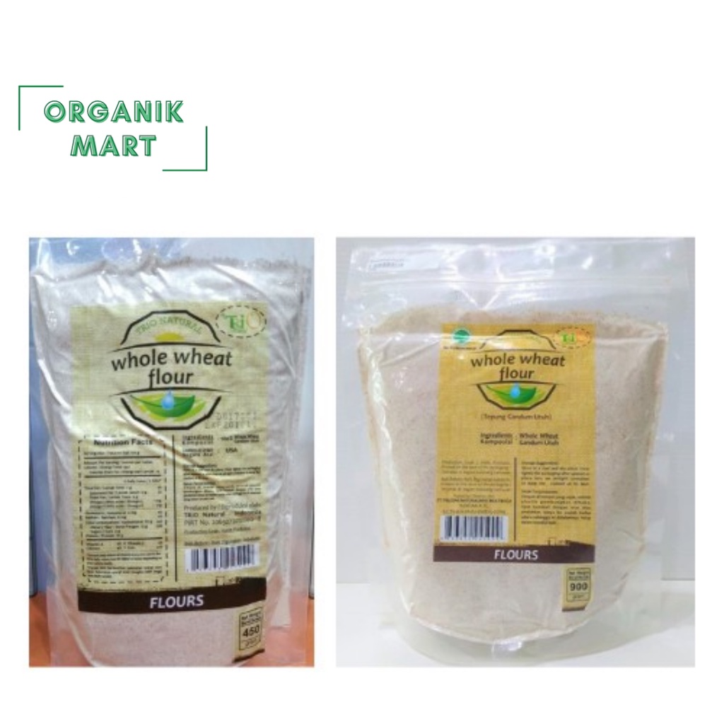 Jual Trio Natural Whole Wheat Flour 450 g ; 900 g - Tepung Gandum Utuh ...