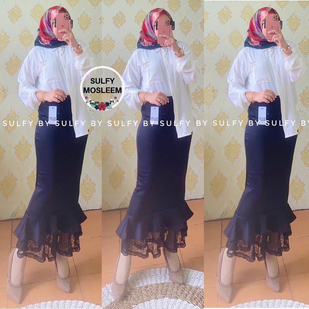 Jual ROK DUYUNG SCUBA RENDA BAWAH KHUSUS HITAM | Shopee Indonesia
