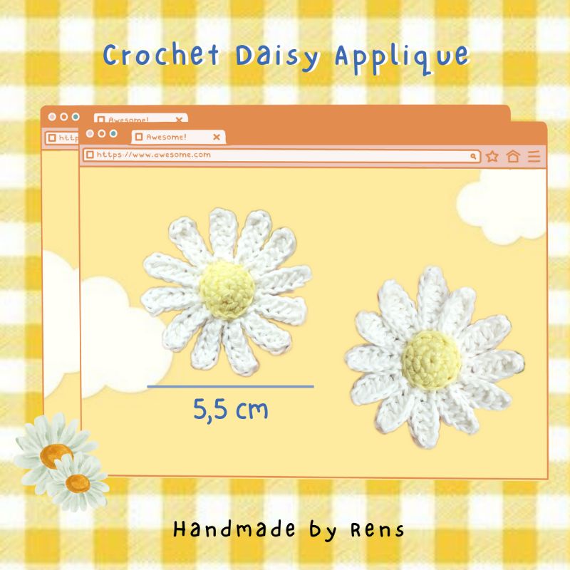 Jual APLIKASI RAJUT BUNGA DAISY (1 PCS) | Shopee Indonesia