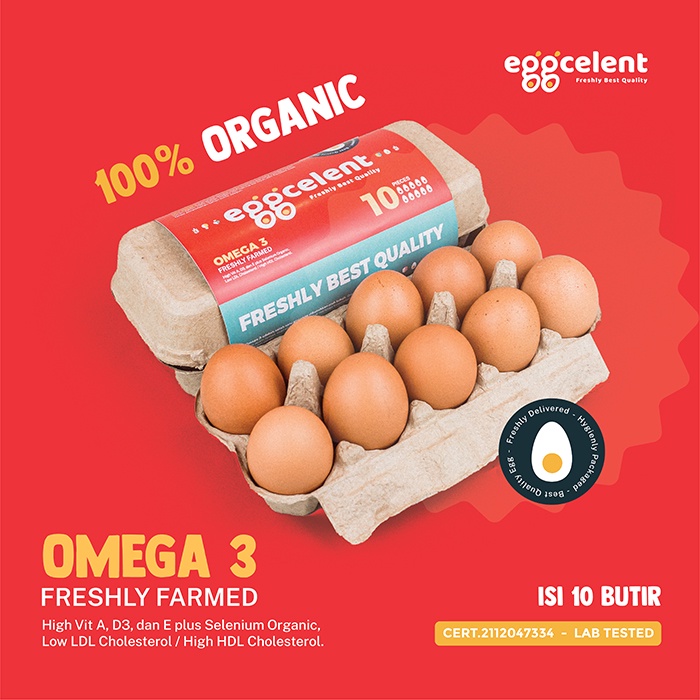 Jual Telur Ayam Omega 3 Organik Eggcelent - 10 Butir | Shopee Indonesia