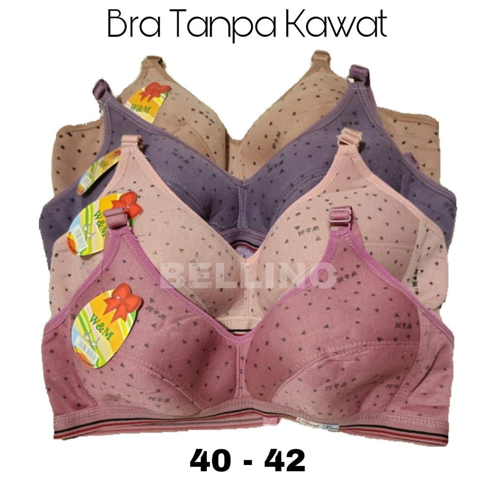 Jual Bh Cewek Tanpa Kawat Jumbo 40 42 Kait 2 Busa Tipis List Motif Bra ...