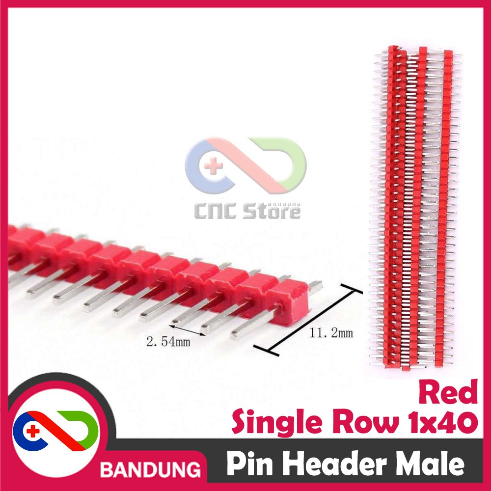 Jual PIN HEADER MALE STRIP SINGLE ROW 1X40 2.54MM RED MERAH | Shopee ...