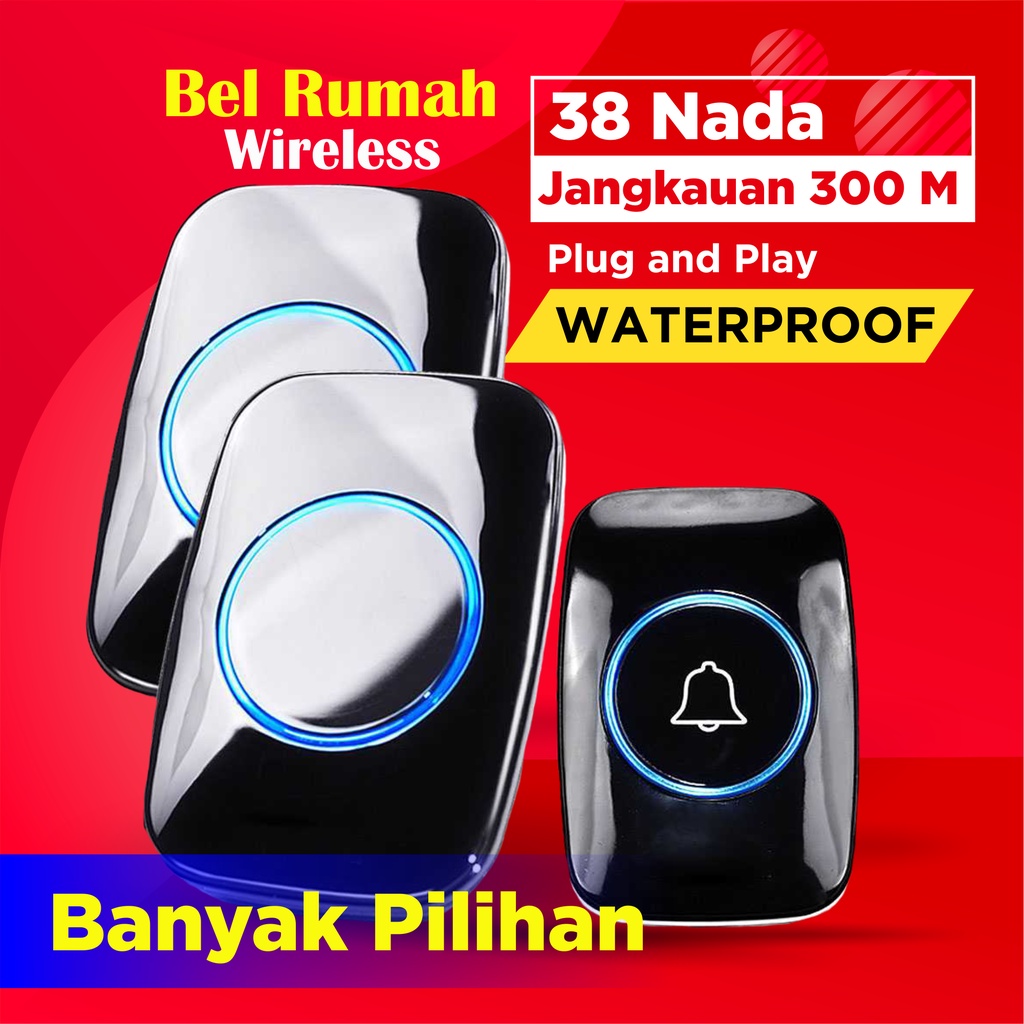 Jual Bel Rumah Tanpa Kabel Bel Pintu Rumah Wireless Remote 38 Nada ...