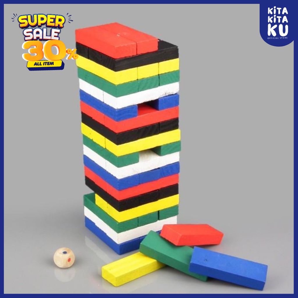 Jual Permainan Uno Stako Kayu 54 Balok dengan 4 Dadu - Brown | Shopee ...