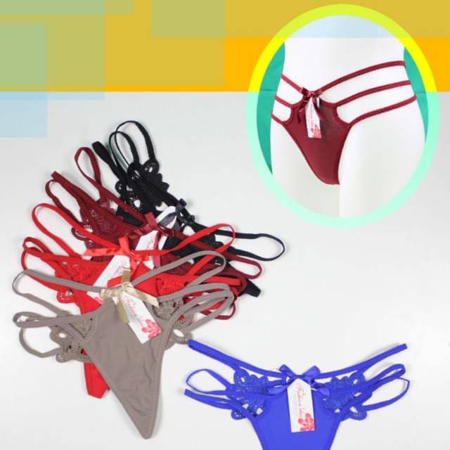 Jual B-007/UW08 Pakaian Wanita Flower Embroidery G-String | Shopee ...