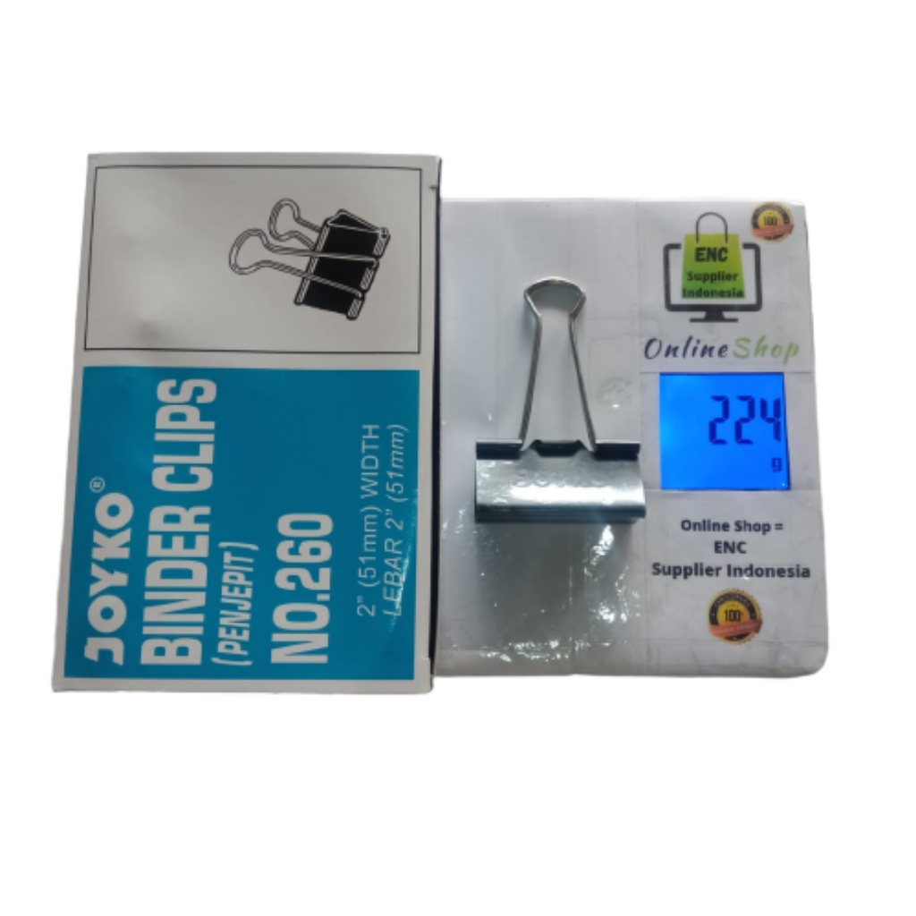 Jual 12 buah JOYKO binder clips no.260 paper clip klip penjepit kertas ...
