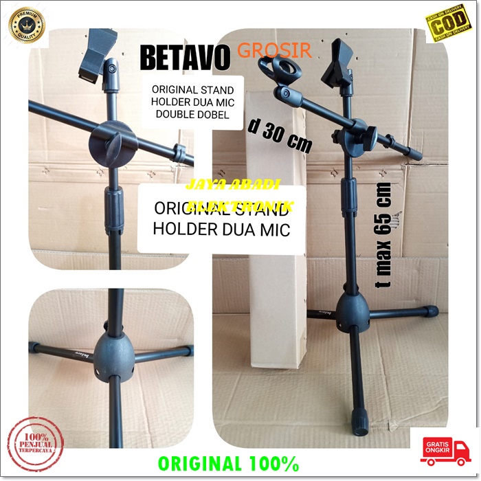 Jual G80 ORI STAND MIC PENDEK BESI 80 CM KAKI TIGA HOLDER HANGER DOUBLE ...