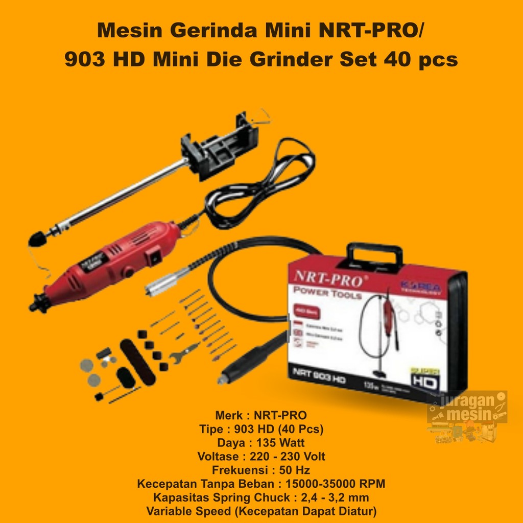 Jual Gerinda Mini NRT-PRO 903 HD Mini Die Grinder Set 40 pcs Set Tuner ...