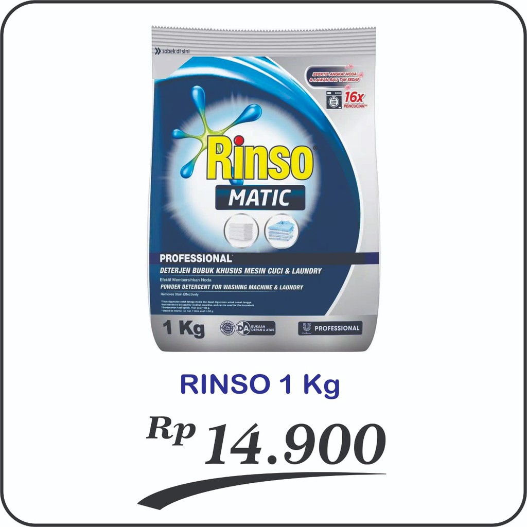 Jual Rinso Matic Professional Detergent Bubuk Laundry Kiloan 1 Kg ...