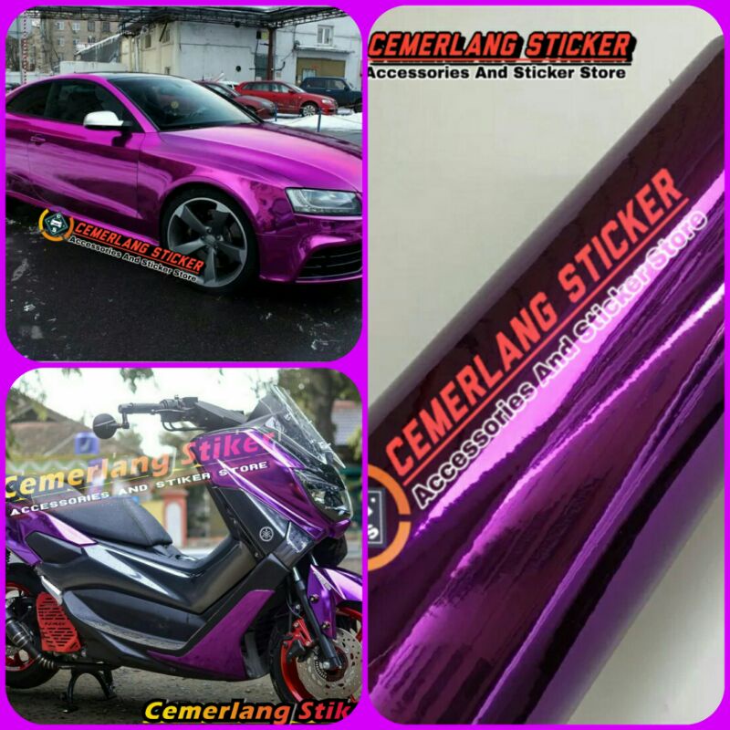 Jual sticker , Skotlet motor metalik krom Ungu , skotlet motor kualitas ...