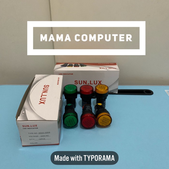 Jual Pilot lamp LED 22MM AD22-22DS Color Red Green Yellow MERK SUNLUX ...