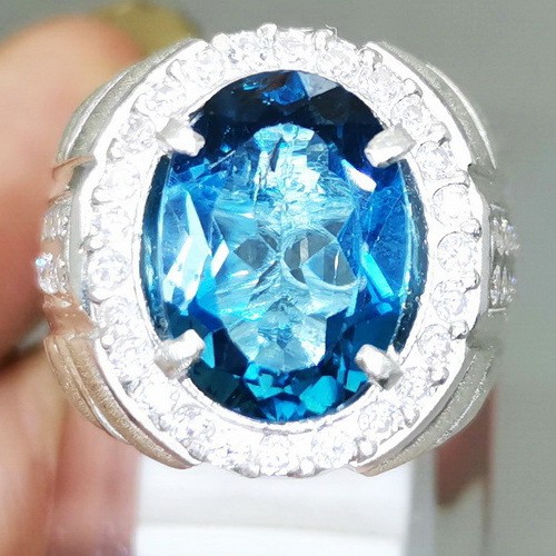 Jual Cincin Batu London Blue Topaz Bersertifikat | Shopee Indonesia