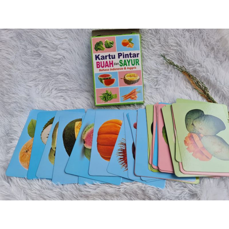 Jual Flash Card Kartu Pintar Buah dan Sayur / Flashcard Bilingual Buah ...