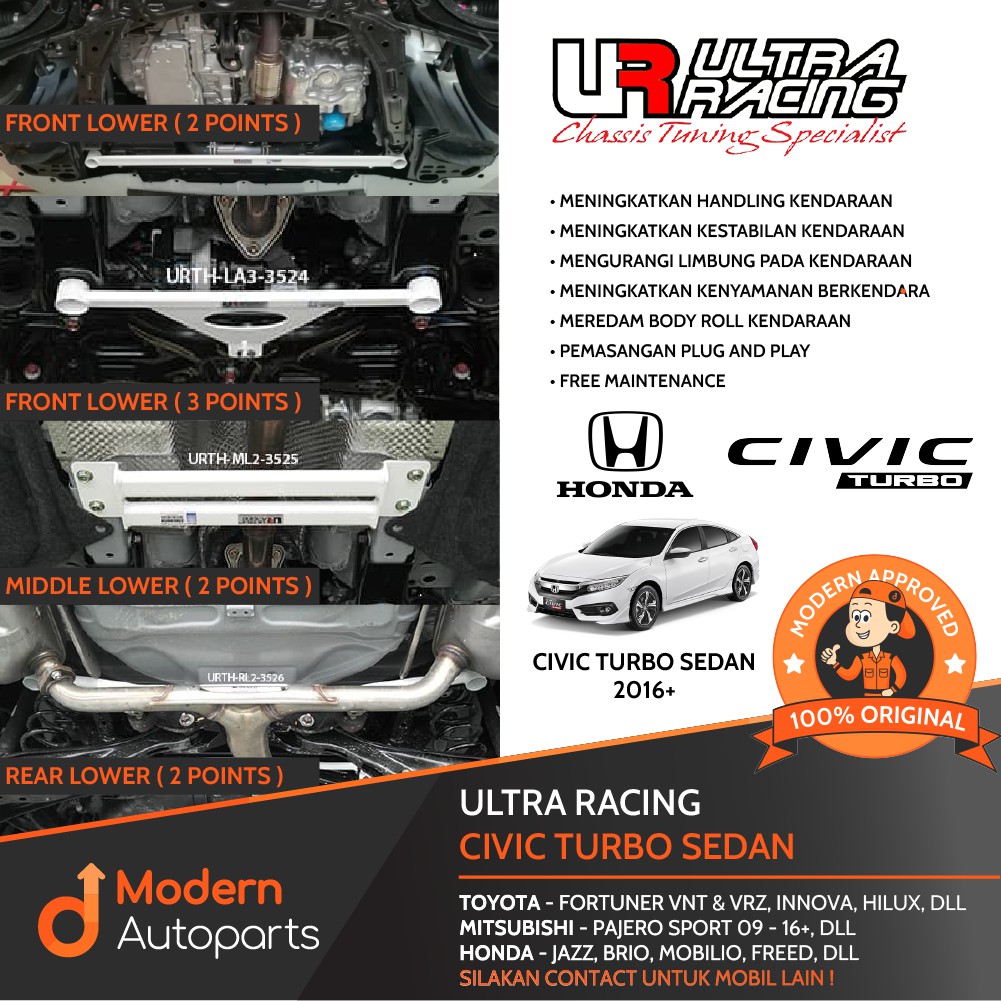 Jual PAKET Stabilizer Ultra Racing CIVIC TURBO SEDAN 1 SET + REARBAR ...