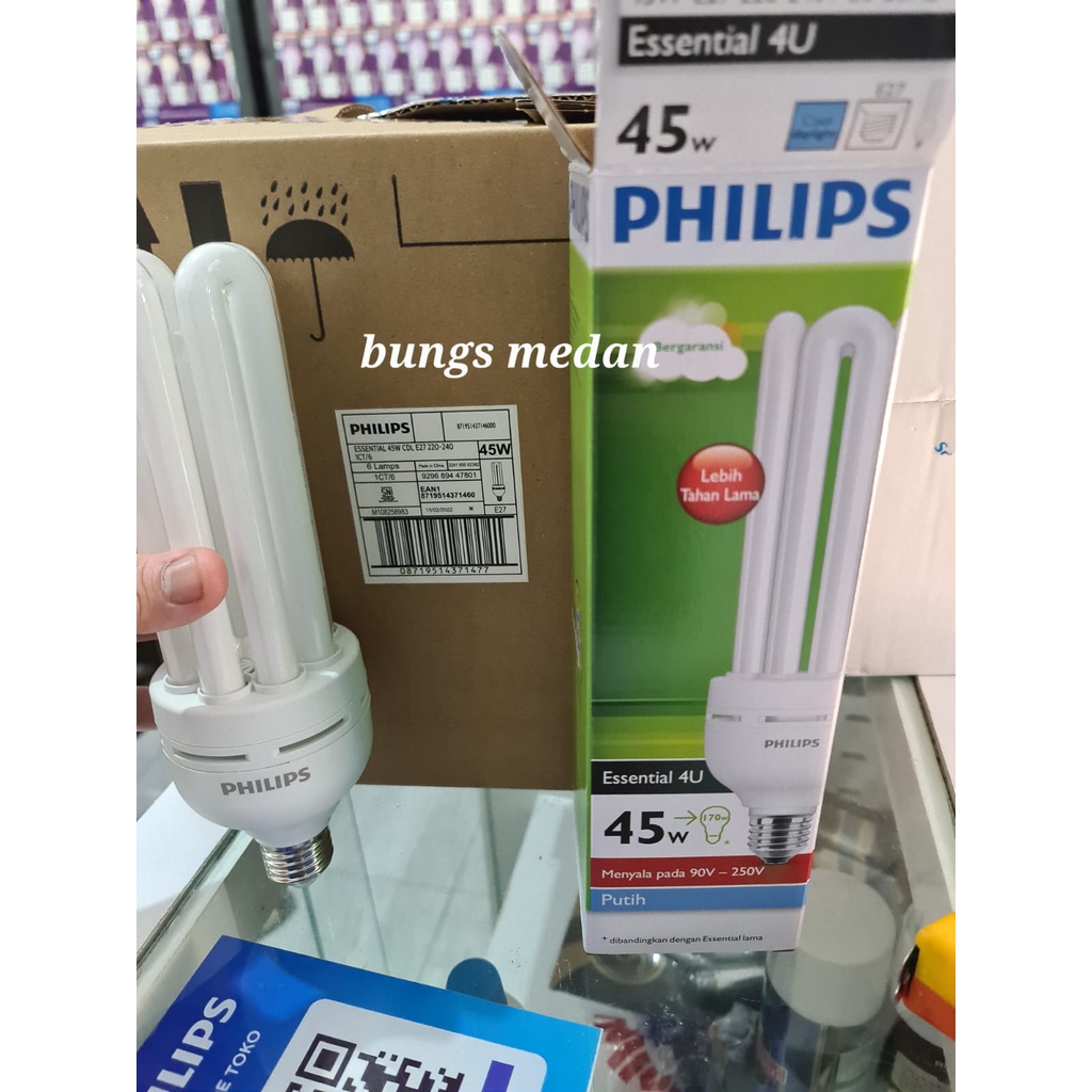 Jual LAMPU PHILIPS ESSENTIAL 45w 45 Watt 45watt PUTIH PLC BOHLAM 45 W ...