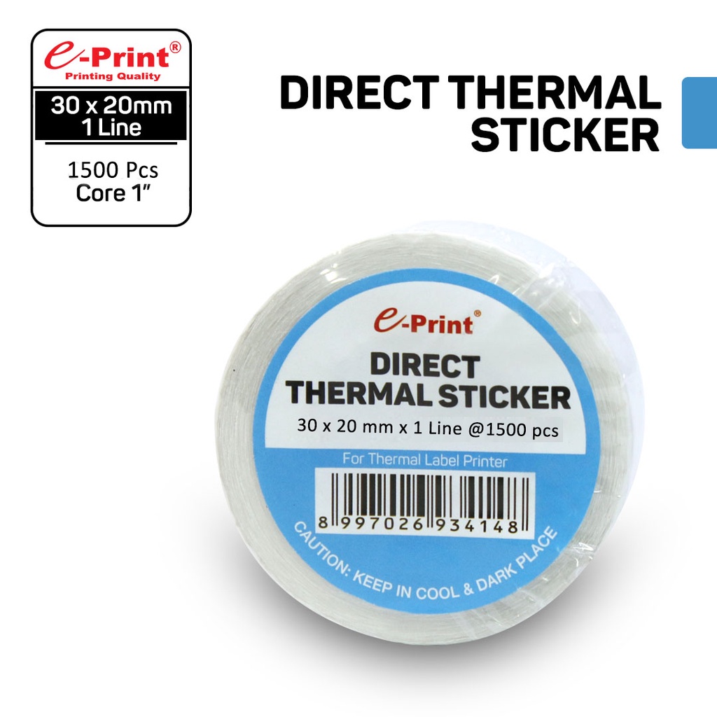 Jual e-Print Direct Thermal Sticker Label Barcode 30 x 20 mm | Shopee ...