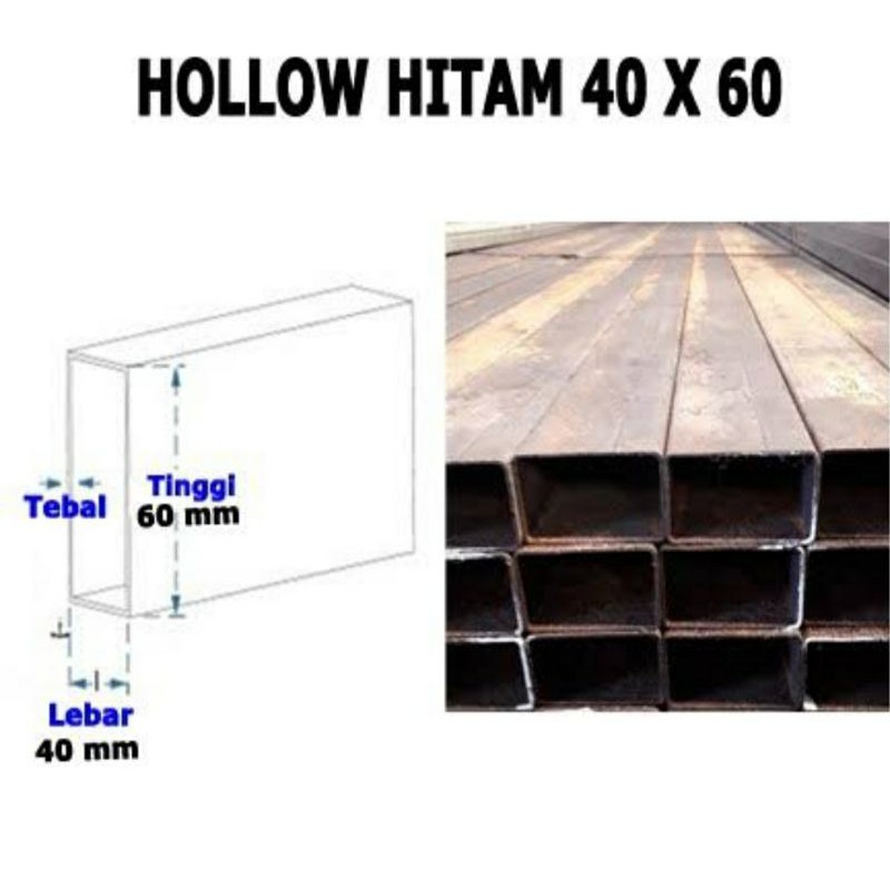 Jual besi holo hitam 40x60x1.6 | Shopee Indonesia