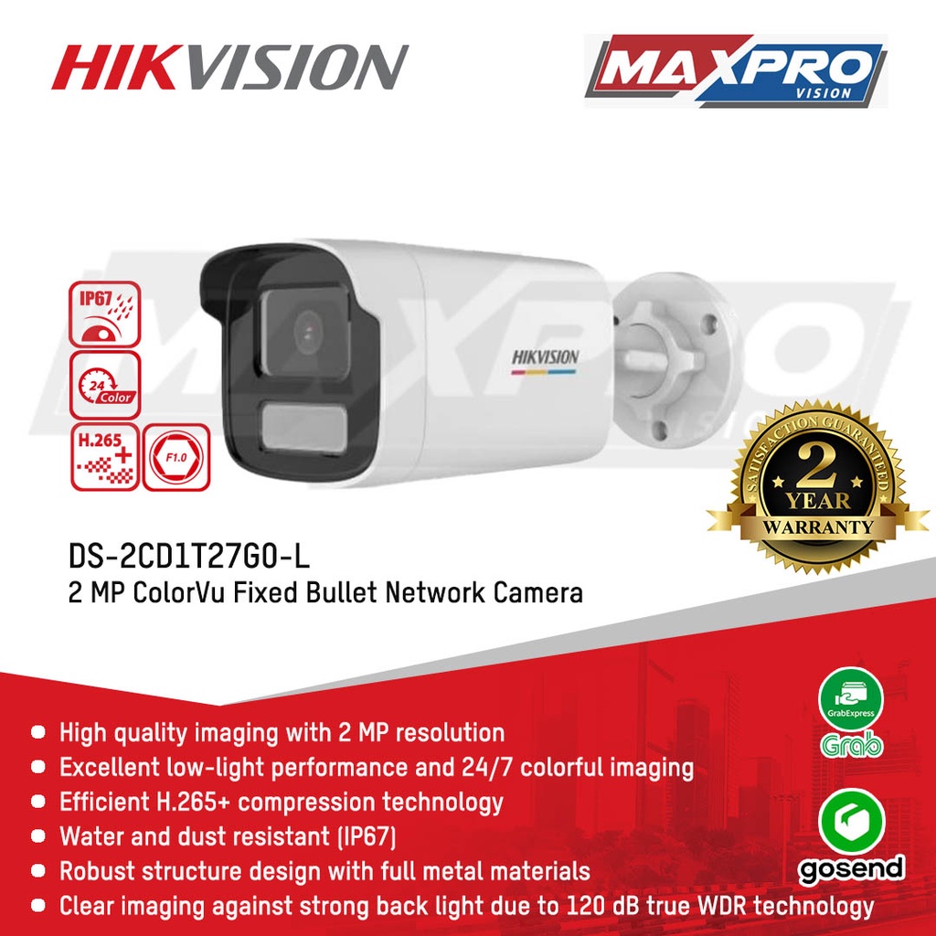 Jual DS-2CD1T27G0-L - HIKVISION IP CAMERA 2MP COLORVU | Shopee Indonesia