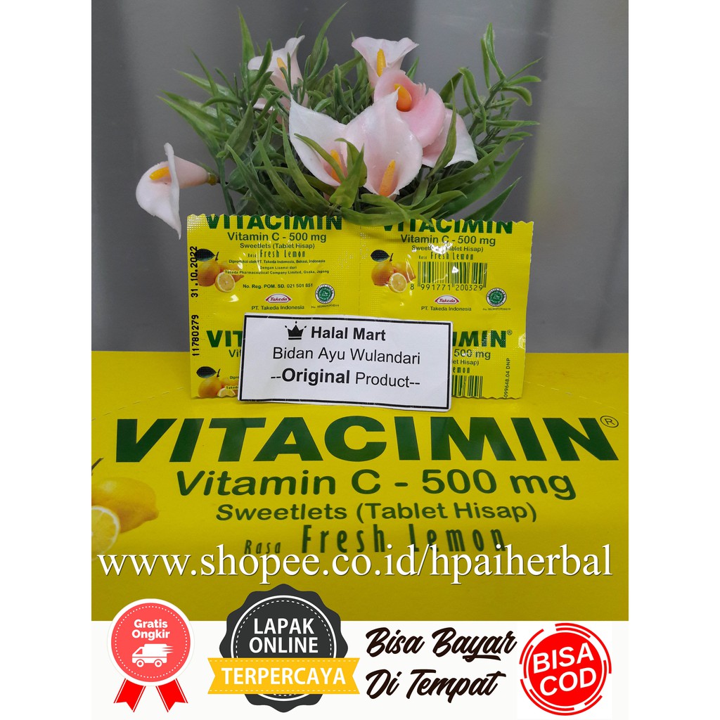 Jual VITACIMIN 500 MG ECERAN STRIP /PERMEN VITAMIN C SATU STRIP ...