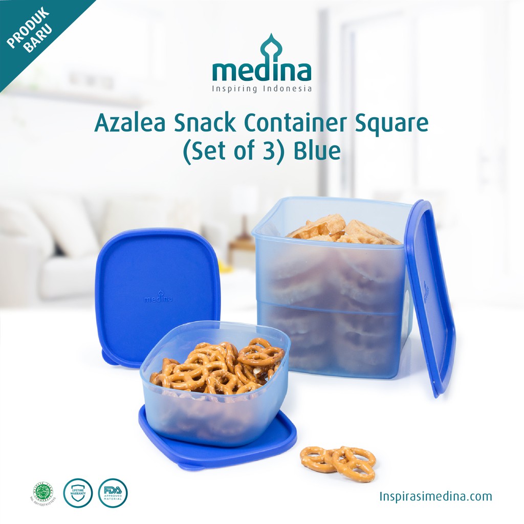 Jual Wadah makanan Azalea Snack Container Square set | Shopee Indonesia