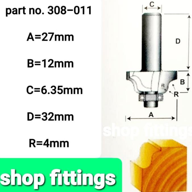 Jual Mata Router Profil Roman Ogee R 4 mm Classic Molding Bit 308 011 ...