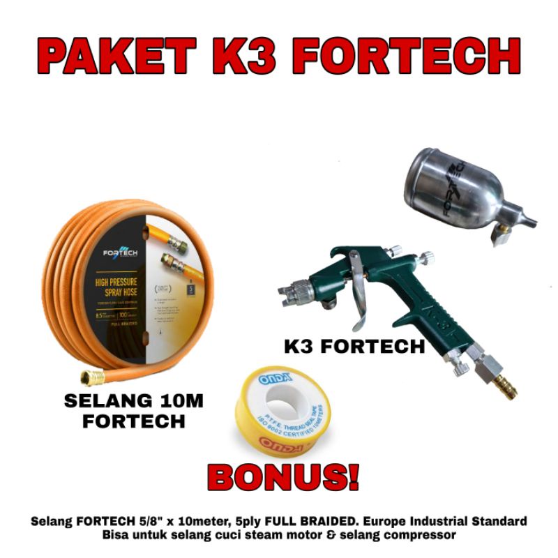 Jual PAKET HEMAT!! K3 SPRAY GUN / SPRAYGUN PISTOL SEMPROT CAT FORTECH ...