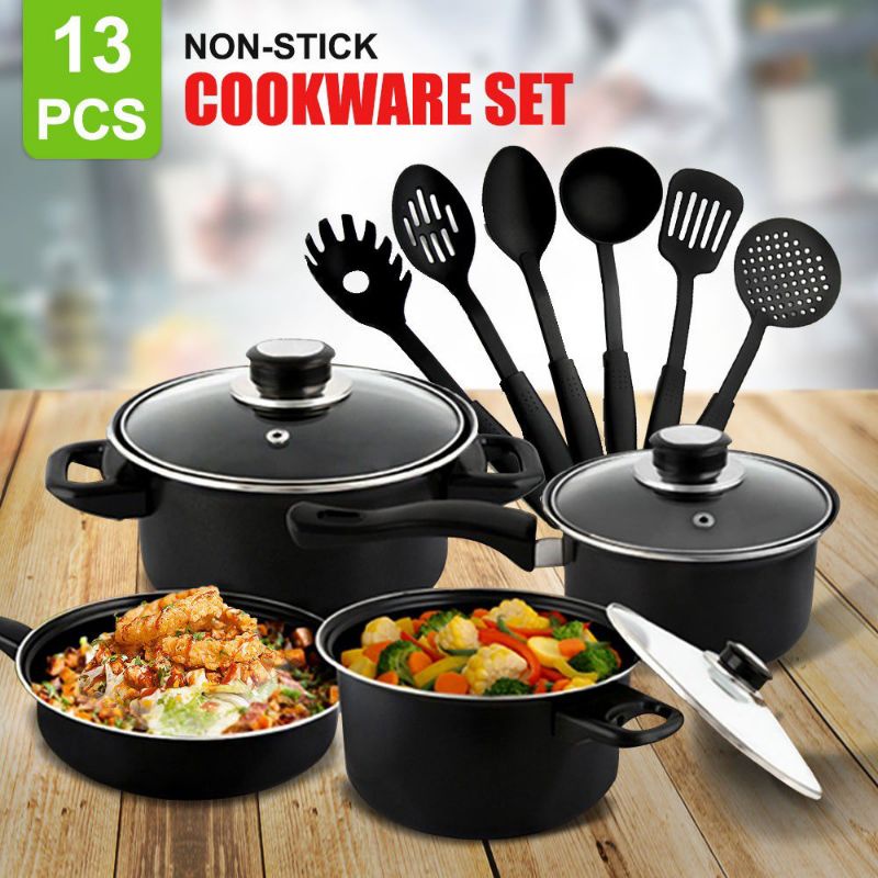 Jual PAKET Cookware Set 13 pcs - Panci Set Spatula Teflon All in One ...