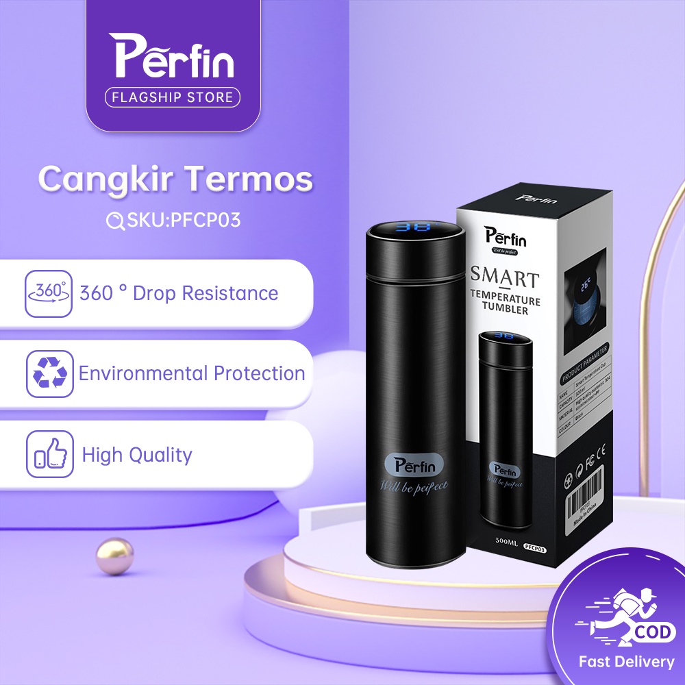 Jual Perfin PFCP03 Botol/Tumbler minum cerdas dengan LED suhu dan ...