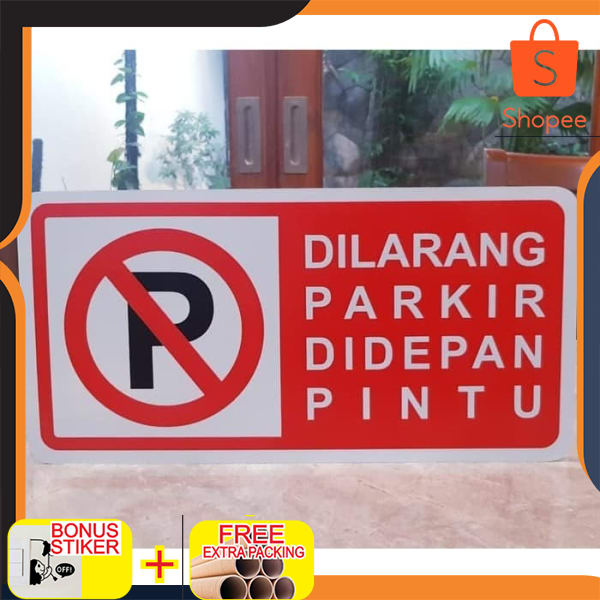 Jual RAMBU DILARANG PARKIR DI DEPAN PINTU Plat Aluminium 40x20 cm Keren ...