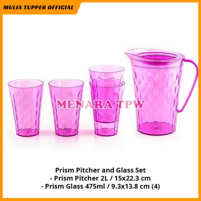 Jual Baru!!! Tupperware Prism Pitcher Glass Set 5pcs | Shopee Indonesia