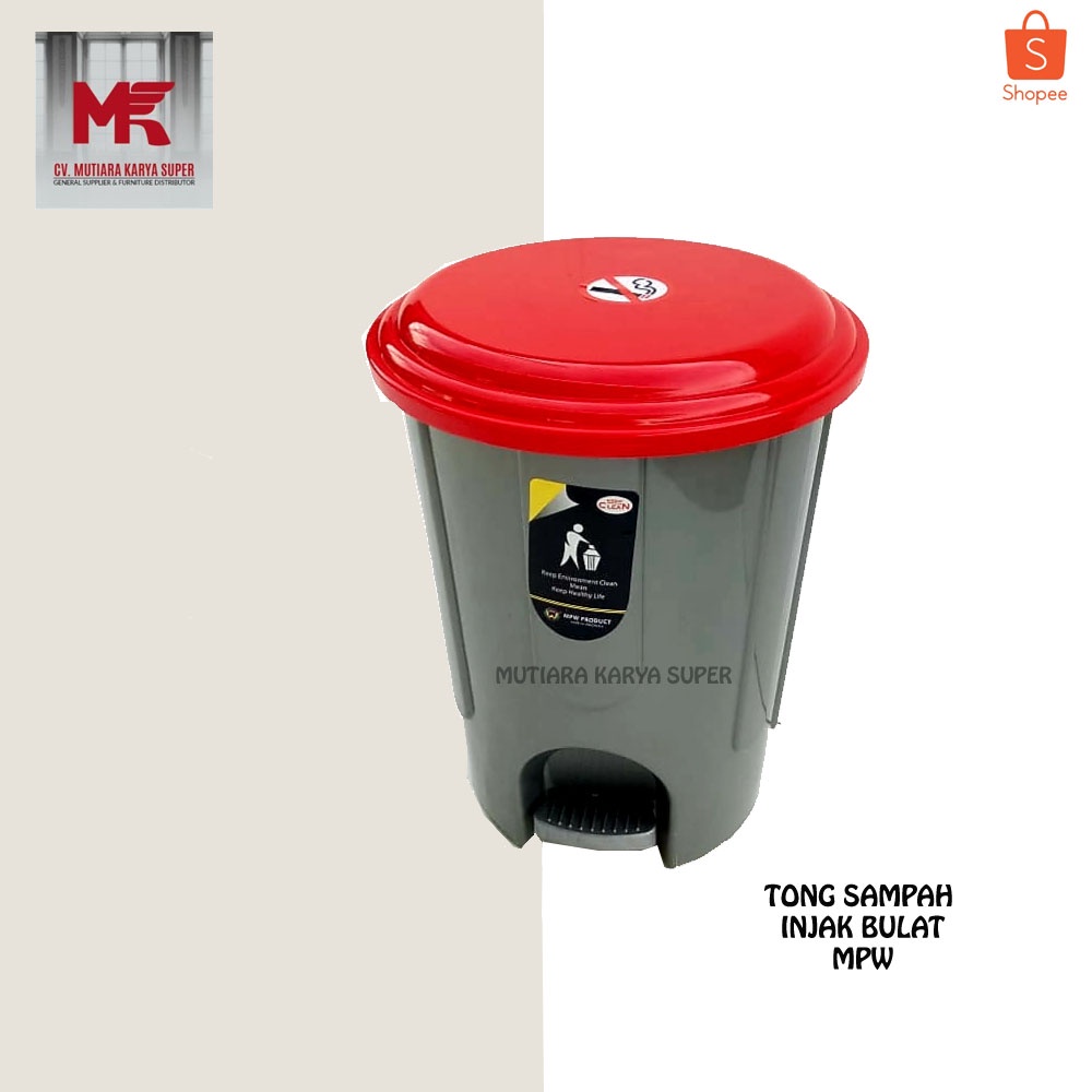 Jual TEMPAT SAMPAH INJAK BULAT BESAR SILVER 17 LITER/ DUST BIN MPW / TONG SAMPAH PLASTIK ...