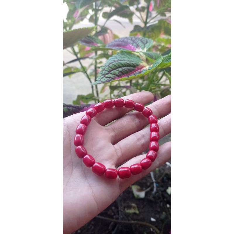 Jual GELANG RED CORAL BATU MARJAN ASLI MODEL TABUNG UKURAN 8MM | Shopee ...
