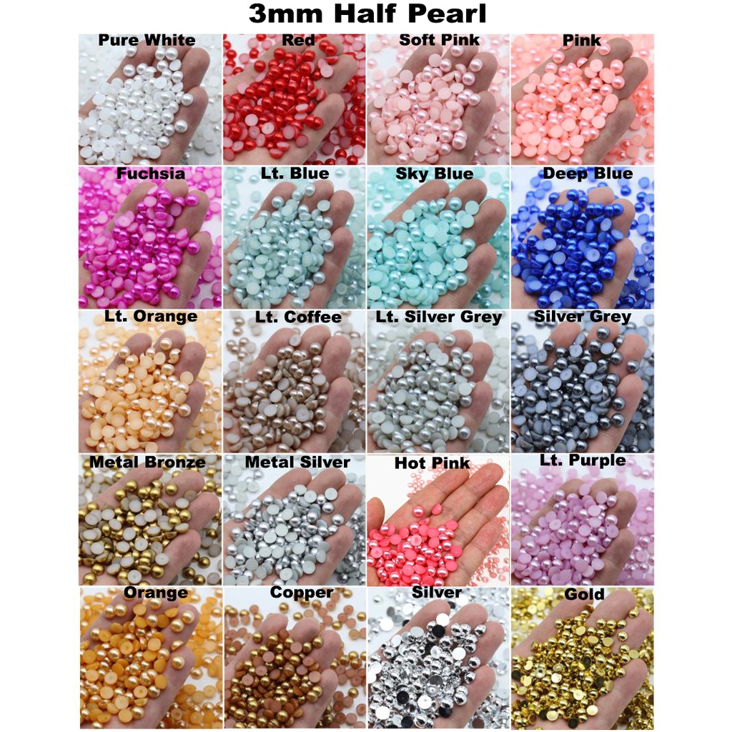 Jual 500pcs Half Pearl Mutiara Belah 3mm Bahan Henna Craft | Shopee ...