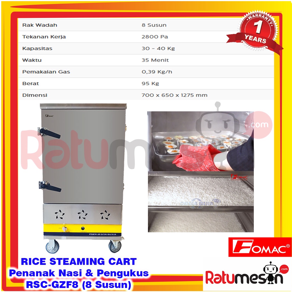 Jual Rice Steaming Cart / Mesin Penanak Nasi & Pengukus 8 Susun RSC-GZF8 FOMAC | Shopee Indonesia