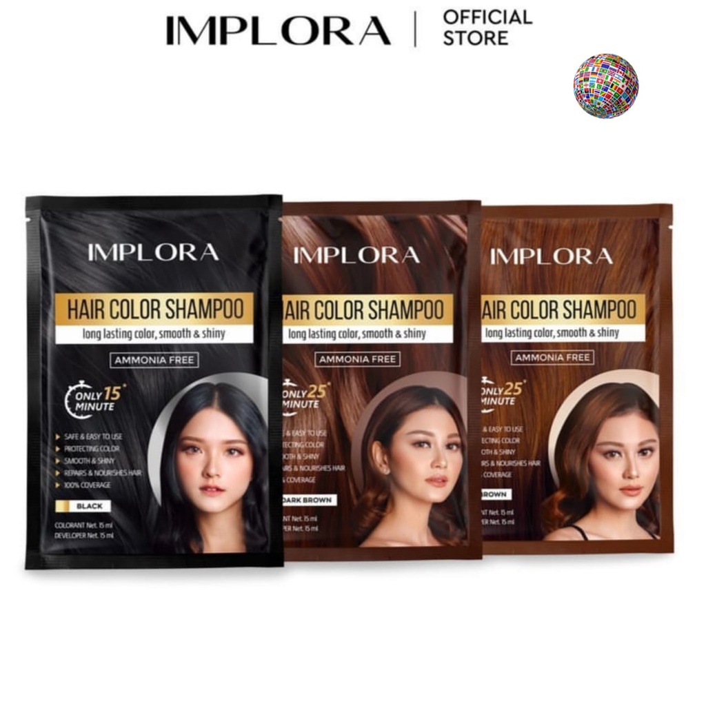 Jual IMPLORA Hair Color Shampoo / Sampo Pewarna Rambut | Shopee Indonesia