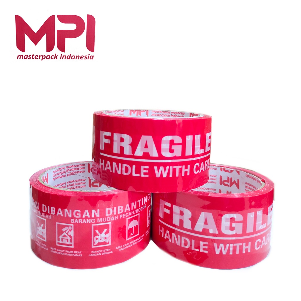 Jual Lakban Fragile Merah Handle With Care 50 Yard Jangan Dibanting MPI ...