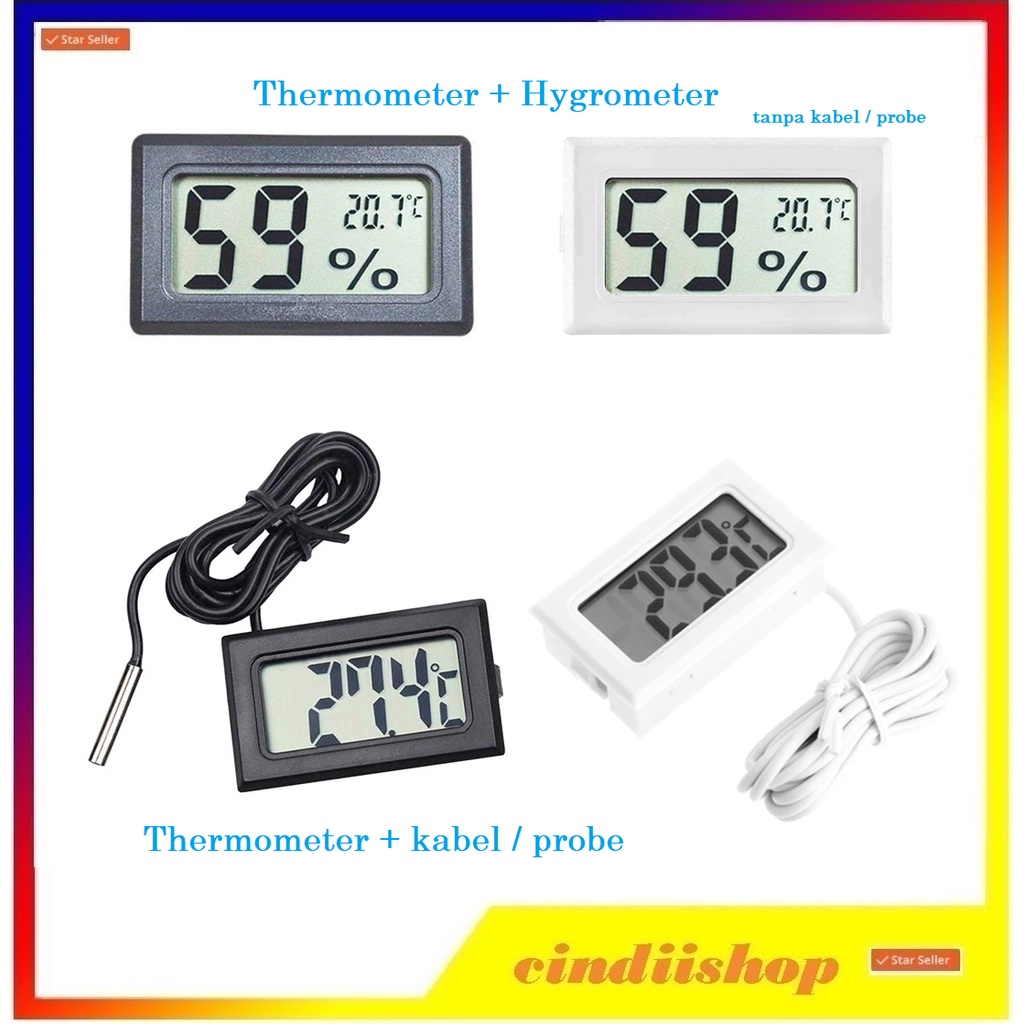 Jual Digital Termometer Hygrometer Packing kotak biru kecil pengukur ...