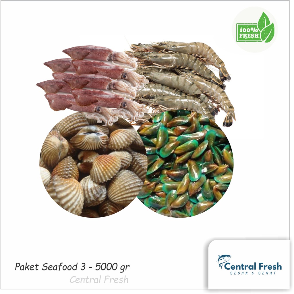 Jual Paket Seafood 3 CF Cumi Udang Kerang Dara dan Hijau - 5000 gram ...
