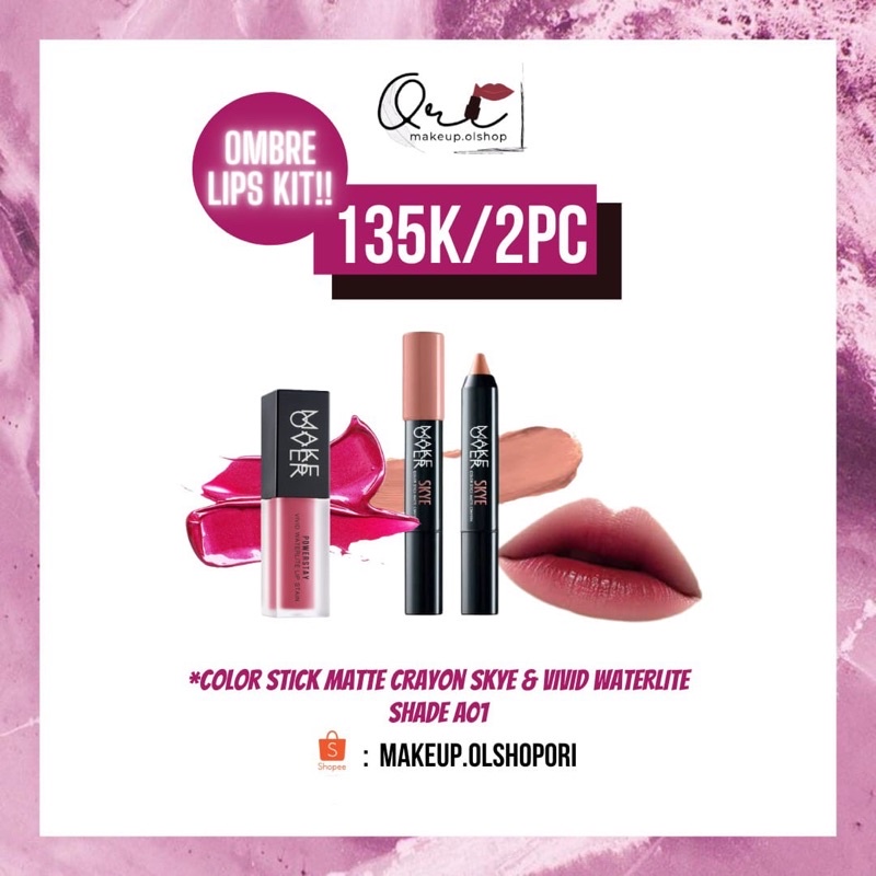 Jual Make Over Intense Matte Lip cream x color stick matte crayon skye ...