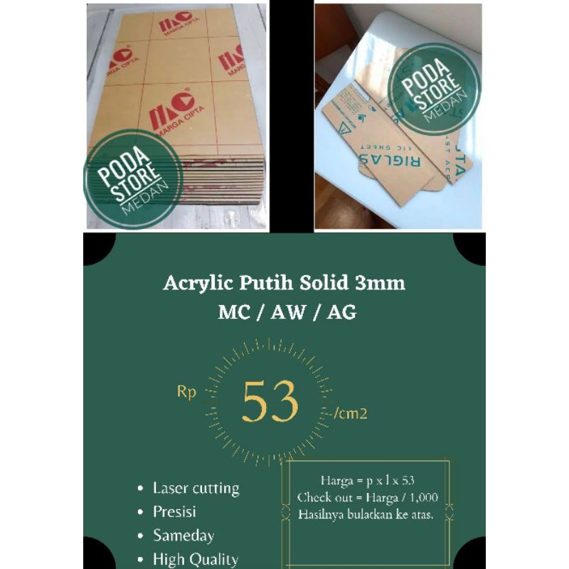 Jual Acrylic Putih Solid 3 mm Premium Quality / Akrilik putih 3mm ...