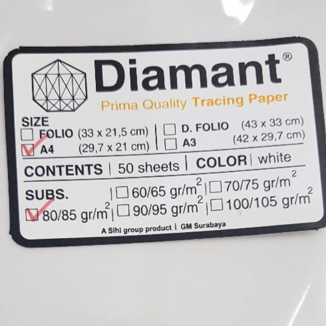 Jual Kertas Kalkir A4 Tracing Paper 80 Gram Diamant Isi 50 Lembar ...