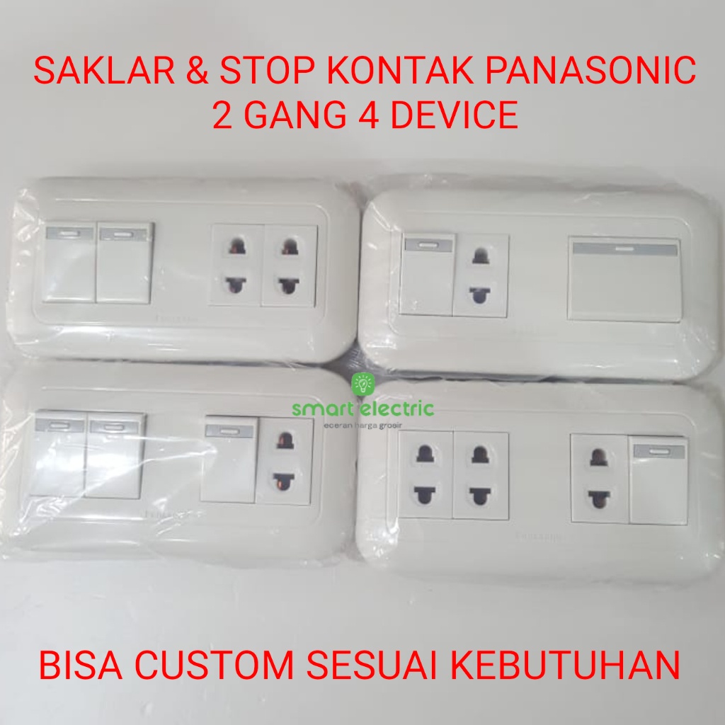 Jual Panasonic Plat WEJ 78049W Frame 2 Gang 4 Device Saklar Stop Kontak ...